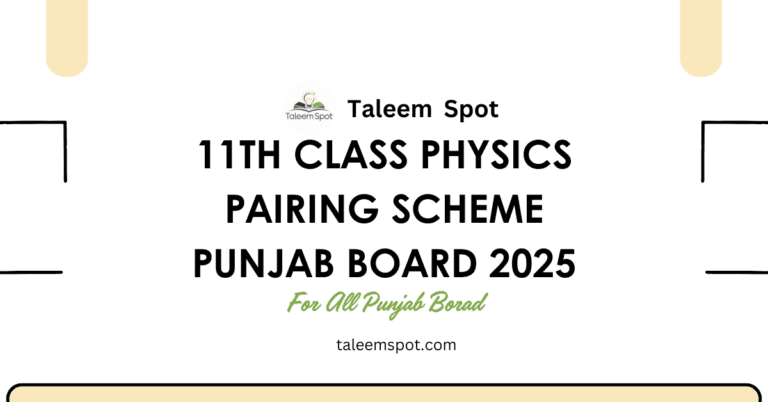 11th Class 1st Year Physics Pairing Scheme Punjab Board 2025