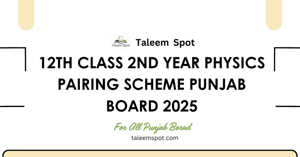 12th Class 2nd Year Math Pairing Scheme Punjab Board 2025