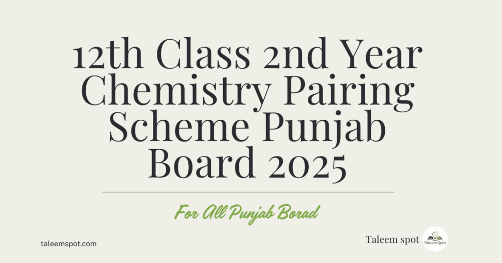 12th Class 2nd Year Math Pairing Scheme Punjab Board 2025
