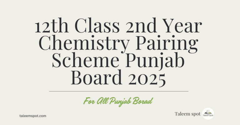 12th Class 2nd Year Math Pairing Scheme Punjab Board 2025